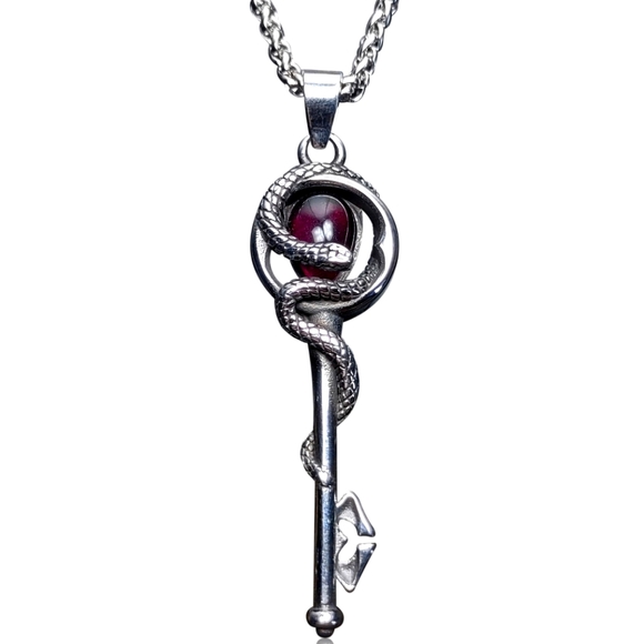 Accessories | Gothic Punk Purple Gem Snake Key Necklace | Poshmark
